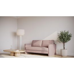 BRUNO Schlafsofa 160cm in Blush Rosa | stabiles Massivholz & Boxspringkomfort