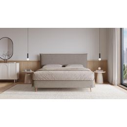 BRUNO Boxspringbett Prestige 160x200cm in Taupe Grau-Beige | 6 Farben & 4 Kopfteile w&auml;hlbar | Luxus 27 cm Pulse-Latex-Matratze | Made in Germany