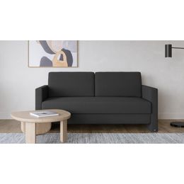 BRUNO Schlafsofa 140cm in Schwarz | stabiles Massivholz & Boxspringkomfort