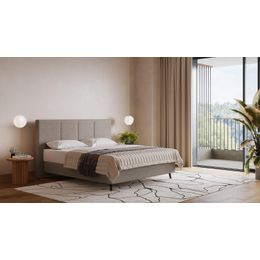 BRUNO Boxspringbett Prestige 200x200cm in Taupe Grau-Beige | 6 Farben & 4 Kopfteile w&auml;hlbar | Luxus 27 cm Pulse-Latex-Matratze | Made in Germany
