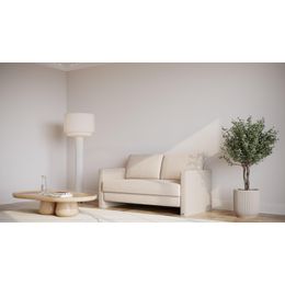 BRUNO Schlafsofa 160cm in Creme Ecru Beige | stabiles Massivholz & Boxspringkomfort