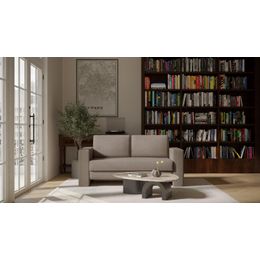 BRUNO Schlafsofa 140cm in Taupe Grau-Beige | stabiles Massivholz & Boxspringkomfort