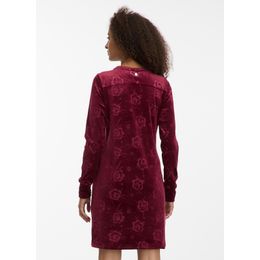Ragwear Damen Midikleid "ROSETA VELVET", rot, Gr. S, gemustert, Jersey, Obermaterial: 94% Polyester, 6% Elasthan, Kleider, Sommerkleid
