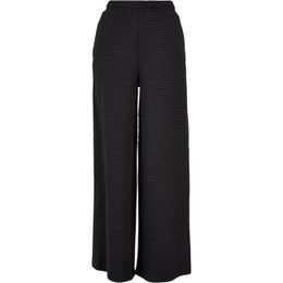 Urban Classics Damen Stoffhose "Urban Classics Damen Ladies Quilte Wide Leg Sweat Pants"schwarz, Gr. M, unifarben, 95% Polyester, 5% Elasthan, Hosen