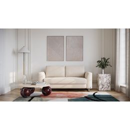 BRUNO Schlafsofa 140cm in Creme Ecru Beige | stabiles Massivholz & Boxspringkomfort
