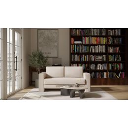 BRUNO Schlafsofa 160cm in Creme Ecru Beige | stabiles Massivholz & Boxspringkomfort
