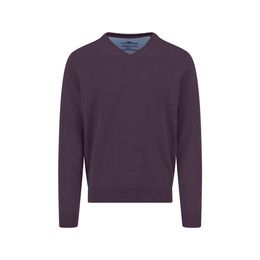 Fynch-Hatton Herren Strickpullover, lila, Gr. M, unifarben, Feinstrick, Obermaterial: 100% Baumwolle, Pullover, aus Baumwolle, mit V-Ausschnitt,