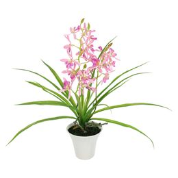Kunstorchidee I.GE.A. "K&uuml;nstliche Orchidee mit Topf", rosa, B:35cm H:40cm L:30cm, Polyester, Kunstpflanzen, Dekoblume Kunstblume 40cm mit Bl&auml;tter und Luftwurzeln im Topf Blume
