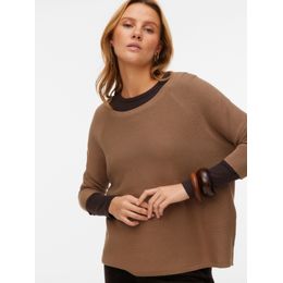 V&eacute;ro Moda VERO MODA Damen Strickpullover "VMNEW NORA 3/4 BOATNECK PULLOVER NOOS"caribou, Gr. S, unifarben, Strick, Obermaterial: 100% Baumwolle, Pullover