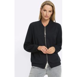 Heine Damen Shirtjacke "Jersey-Jacke", schwarz, Gr. 46, gemustert, mehrfarbig, unifarben, 50% Modal, 44% Polyester, 6% Elasthan, Shirts