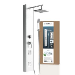 Sch&uuml;tte Duschs&auml;ule SCH&Uuml;TTE, H:125cm T:47,5cm, silber, Brausegarnituren, "TAHITI", 2 Massage-D&uuml;sen, Antikalk-Noppen, Edelstahl, Wellness-Kopfbrause