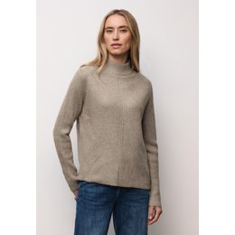 Street One Damen Stehkragenpullovermocha glow meliert, Gr. 40, meliert, Web, 37% Baumwolle, 34% Polyacryl, 26% Polyester, 3% Elasthan, Pullover, im