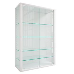 Wandregal Vcm, B:60cm T:25cm, wei&szlig;, Wohnzimmer, Regale, "Wandvitrine H&auml;ngevitrine Glasvitrine Glas Udina L"