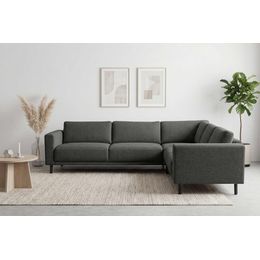 Ecksofa Home Affaire "Sveeva, L-Form, B.288 cm, schwarze Metallf&uuml;&szlig;e", anthrazit, B:288cm H:78cm T:243cm, 100% PES, Sofas, Ecksofa, langlebiger Webstoff, mit Wellenunterfederung, viele Farben
