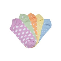 Urban Classics Damen Basicsocken "Urban Classics Unisex No Show Socks Dots 5-Pack", Gr. 43summercolor, Baumwolle, Elasthan, Polyester, Socken
