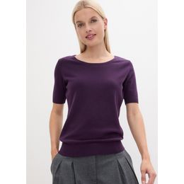 bonprix Damen Strickpullover "Kurzarm Pullover", lila, Gr. 48, Obermaterial: 70% Baumwolle, 30% Polyamid, Pullover, aus Baumwolle und Polyamid,