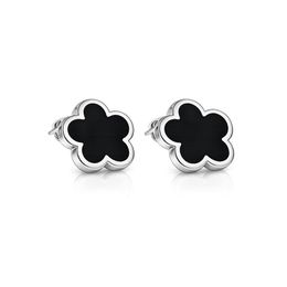 Pure Schmuck Ohrringe 'Clover Black' Damen Gr&ouml;&szlig;e 11 cm x 8 cm x 2cm silber