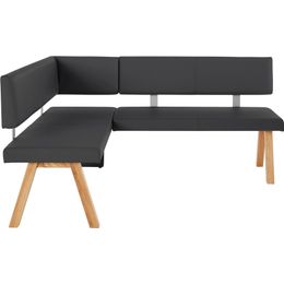 Eckbank OTTO HOME, B:170cm H:89cm T:140cm, schwarz, Kunstleder, Esszimmer, Sitzb&auml;nke, "Rio", Massivholz in Eiche ge&ouml;lt, Esszimmerbank bequem