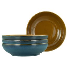 Creatable Schale "Mallorca, Poke Bowl 4-tlg", &Oslash; 22,5cm, blau, Sch&uuml;sseln, Spezialglasur mit Vintage Au&szlig;enrand