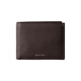 Calvin Klein Damen Geldb&ouml;rse "FOIL EMBOSS TRIFOLD w/ CARD"ck schwarz braun, Kleinlederwaren, Unisex Geldbeutel, Portemonnaie mit Logoschriftzug