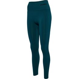 Hummel Damen Trainingstights "HMLTIF SEAMLESS HIGH WAIST TIGHTS", blau, Gr. XS, Obermaterial: 85% Polyamid, 15% Elasthan, Hosen, dehnbarer Stoff,