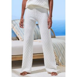 Damen Strickhose, French Connection, Gr. 32, wei&szlig;, Strick, Obermaterial: 33% Nylon, 32% Polyacryl, 30% Baumwolle, 5% Elasthan, Zopfmuster, Hosen, aus