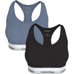 Damen Bralette "BRALETTE 2PK", Calvin Klein Underwear, Gr. Lschwarz, blau tulip, BHs, K&ouml;rpernahe Passform mit elastischem Bund