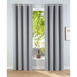 Verdunkelungsvorhang OTTO HOME, B:140cm H:145cm, grau, Polyester, Kinderzimmer, Gardinen, "Solana", 2-er Set, Breite 140 cm, einfarbig