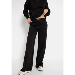 LSCN BY LASCANA Damen Sweatpants, Gr. 48, schwarz, Sweatware, Obermaterial: 60% Baumwolle, 40% Polyester, unifarben, Hosen, extra weiche Sweatware