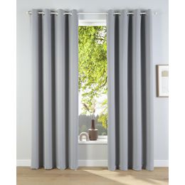 Verdunkelungsvorhang OTTO HOME, B:140cm H:175cm, grau, Polyester, Kinderzimmer, Gardinen, "Solana", 2-er Set, Breite 140 cm, einfarbig