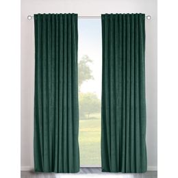 Vorhang OTTO HOME, B:140cm H:145cm, gr&uuml;n, Polyester, Wohnzimmer, Gardinen, "Velvet uni", Blickdichter Samt, 2-er Set, edel, Gardine, multifunktional