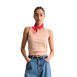 Marc O'Polo Damen T-Shirt "aus Organic-Cotton-Rib-Jersey", rosa, Gr. L, MARC O'POLO DENIM, unifarben, Obermaterial: 96% Baumwolle, 4% Elasthan, Shirts
