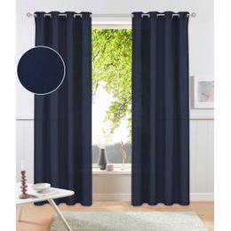 Vorhang OTTO HOME, B:140cm H:145cm, blau, Polyester, Recyceltes Material, Wohnzimmer, Gardinen, "Raja", Blickdichtes Material, Einfache Montage,
