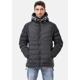 Cipo & Baxx CIPO & BAXX Herren Steppjacke, schwarz, Gr. XXXL, unifarben mit Farbeinsatz, Web, Obermaterial: 100% Polyester, Jacken