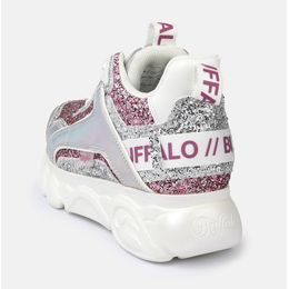 Buffalo Damen Plateausneaker "CLD Chai", Gr. 38wei&szlig;, rosa, Lederimitat, Glitzer, Schuhe, Schn&uuml;rschuh, Halbschuh, Chunky-Sneaker mit Glitter