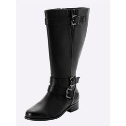 sheego Damen Weitschaftstiefel, Gr. 40, schwarz, Lederimitat, Schuhe