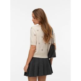 V&eacute;ro Moda VERO MODA Damen Strickjacke "VMDOFFY INTARSIA 2/4 O-NCK CARDIGAN NOOS", beige, Gr. M, gemustert, Strick, Obermaterial: 94% Polyester, 3% Elasthan, 3%