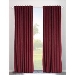 Vorhang OTTO HOME, B:140cm H:225cm, rot, Polyester, Wohnzimmer, Gardinen, "Velvet uni", Blickdichter Samt, 2-er Set, edel, Gardine, multifunktional