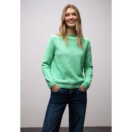 Strickpullover Street One, Damen, Gr. 38, arcadia gr&uuml;n, Strick, Obermaterial: 100% Baumwolle, meliert, l&auml;ssig geschnitten h&uuml;ftbedeckend, Rundhals, Pullover Strickpullover, im Two-Tone-Look