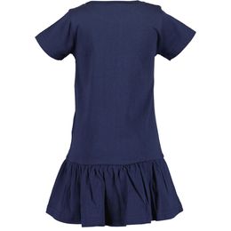 Blue Seven M&auml;dchen Jerseykleid, blau, Gr. 110, bedruckt, unifarben, Jersey, Obermaterial: 100% Baumwolle, Kleider