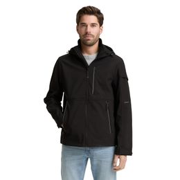 Tom Tailor Herren Softshelljacke, schwarz, Gr. S, unifarben, Web, Obermaterial: 100% Polyester. Futter: 100% Polyester, Jacken, mit Taschen