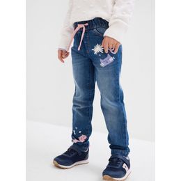 bonprix Kinder Straight-Jeans "Straight-Jeans Mid Waist", blau, Gr. 110, Obermaterial: 82% Baumwolle, 17% Polyester, 1% Elasthan, Jeans,