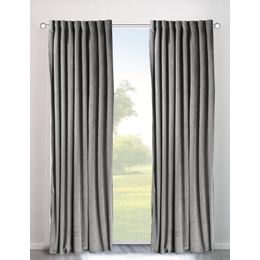 Vorhang OTTO HOME, B:140cm H:245cm, grau, Polyester, Wohnzimmer, Gardinen, "Velvet uni", Blickdichter Samt, 2-er Set, edel, Gardine, multifunktional