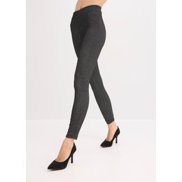 bonprix Damen Thermoleggings "Thermo Leggings in Jeansoptik", Gr. 56, schwarz, Obermaterial: 95% Polyester, 5% Elasthan, Hosen, aus Polyester,