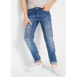 bonprix Kinder Skinny-fit-Jeans, blau, Gr. 170, Obermaterial: 82% Baumwolle, 17% Polyester, 1% Elasthan, Jeans, Skinny fit Passform, verstellbarer