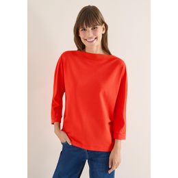 Cecil Damen 3/4-Arm-Shirtpumkin orange, Gr. XS, unifarben, Web, 48% Baumwolle, 48% Modal, 4% Elasthan, Shirts, mit U-Boot-Ausschnitt