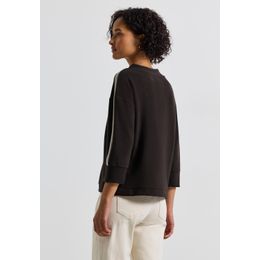 Street One Damen Kapuzensweatshirtdeep roast braun, Gr. 36, unifarben mit Farbeinsatz, Sweatware, Obermaterial: 65% Polyester, 33% Viskose, 2%
