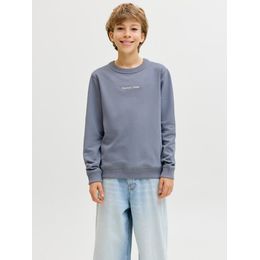 Jack & Jones Kinder Sweatshirt "JORNORREBRO EMB SWEAT CREW NOOS JNR"tradewinds, Gr. 152, JACK & JONES JUNIOR, unifarben, angeraute Sweatware, Obermaterial: 89%