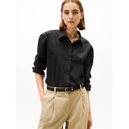 Tommy Hilfiger Damen Langarmbluse "ESS POPLIN EASY FIT SHIRT", schwarz, Gr. 44, unifarben, Popeline, Obermaterial: 100% Baumwolle, Blusen, Baumwolle