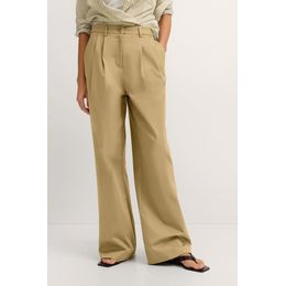 Bugatti Damen Chinohose "Gerader Beinverlauf", beige, Gr. 36, unifarben, 55% Baumwolle, 42% Polyester, 3% Elasthan, Hosen, mit doppelter Bundfalte